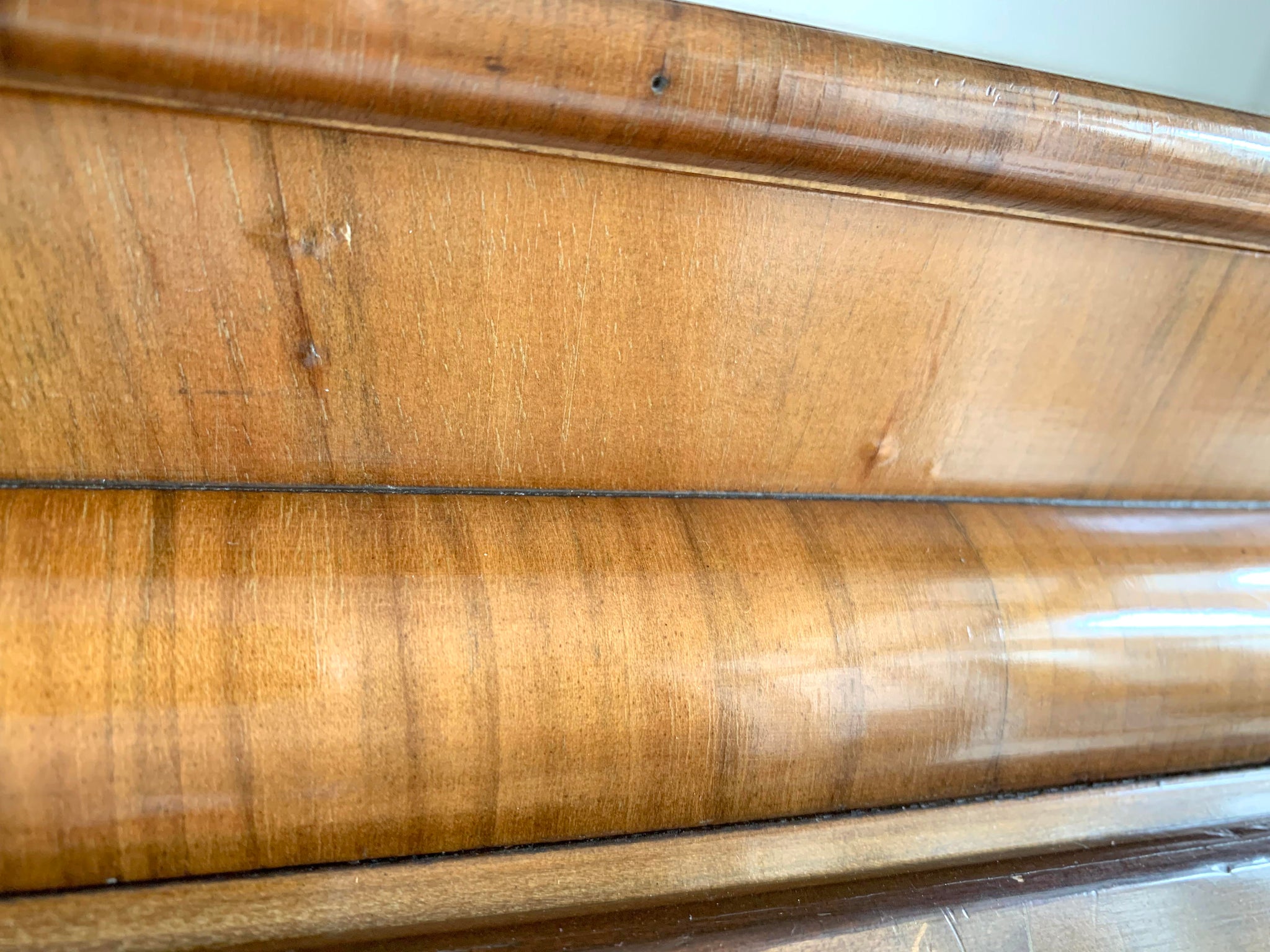 Vintage Walnut Burr Veneer Two Drawer Bureau With Queen Anne Legs & Se ...